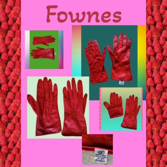 FOWNES | Accessories | Vintage Fownes Red Leather Designer Gloves Size ...